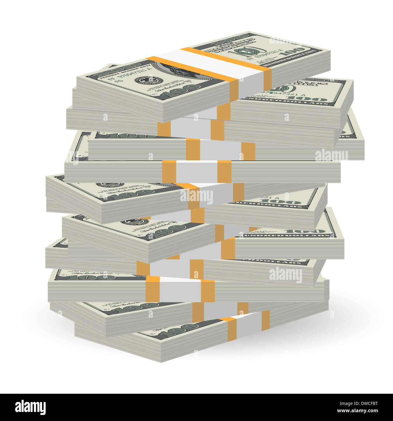 Illustration of money banknotes big stack over white background Stock ...