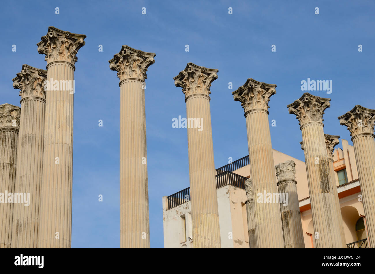 Columns of an ancient Roman temple in Cordoba, Andalusia, Spain Stock ...