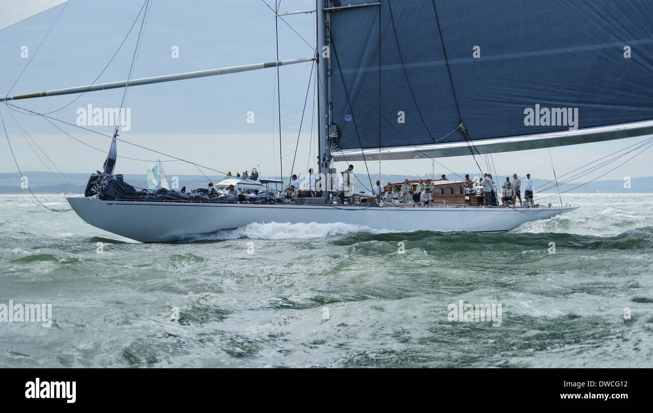 J-Class yacht Ranger and crew during 2012 Isle of Wight Regatta Stock ...