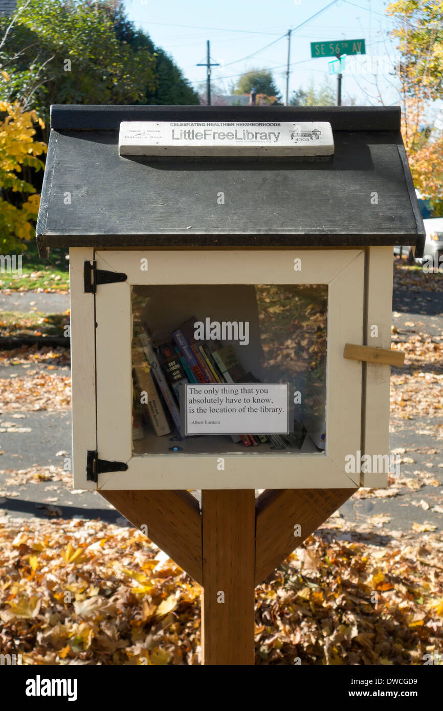 A Little Free Library box in Portland, Oregon Stock Photo - Alamy