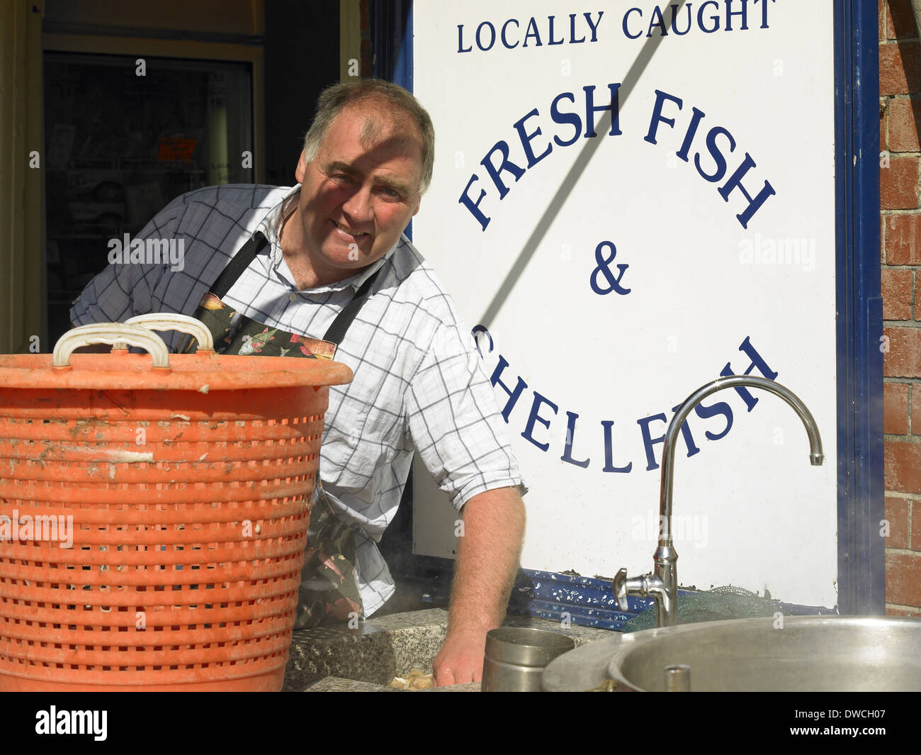 Fresh fish caught locally sign Stock Photo - Alamy