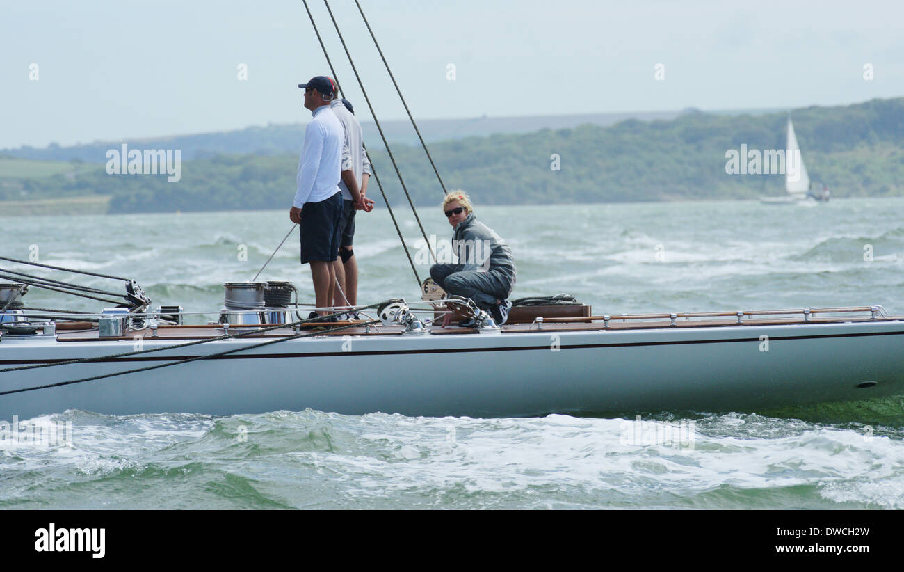 J-Class yacht crew of Ranger 2012 in the Solent during the J-Class ...