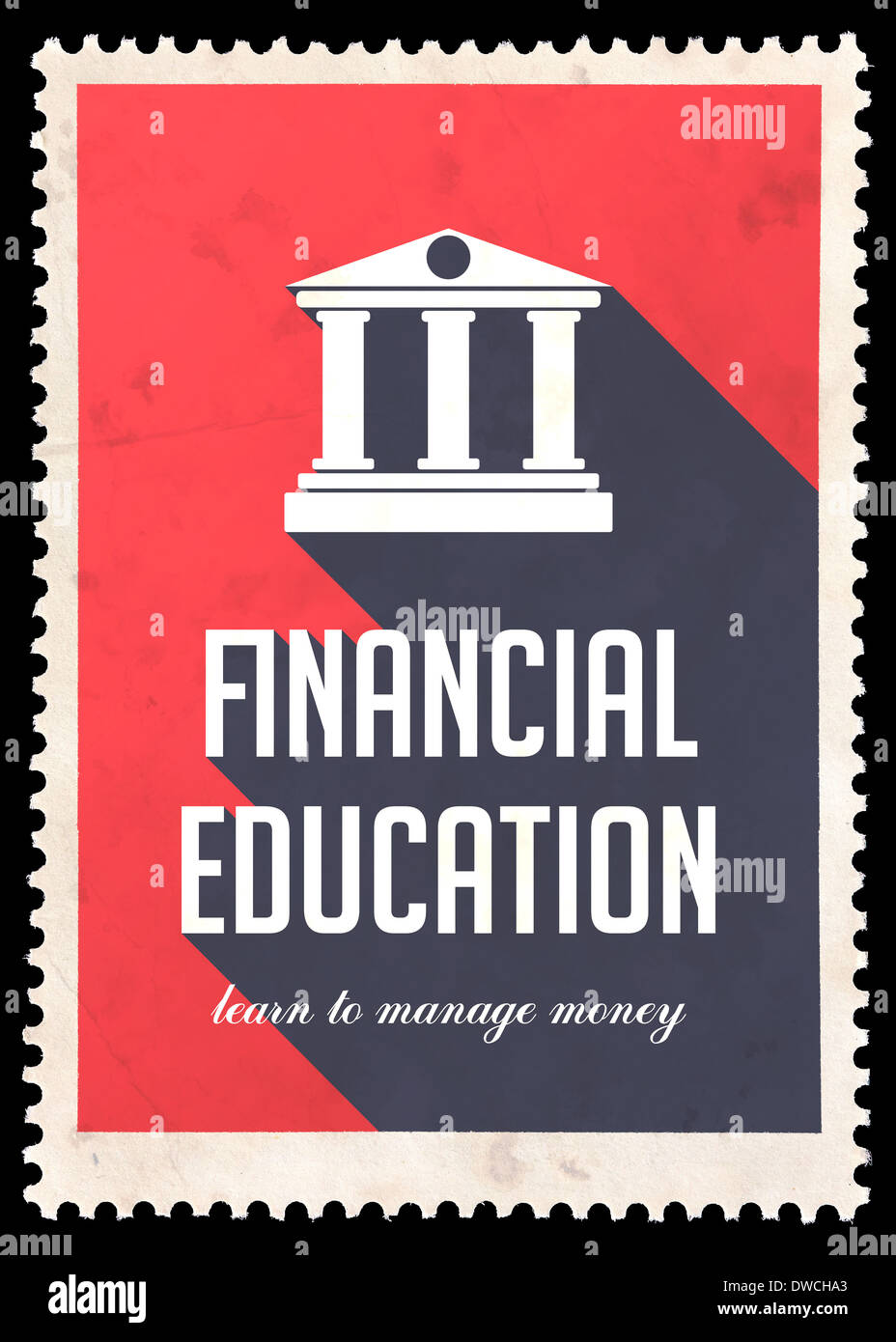 Financial Education on Red in Flat Design Stock Photo - Alamy