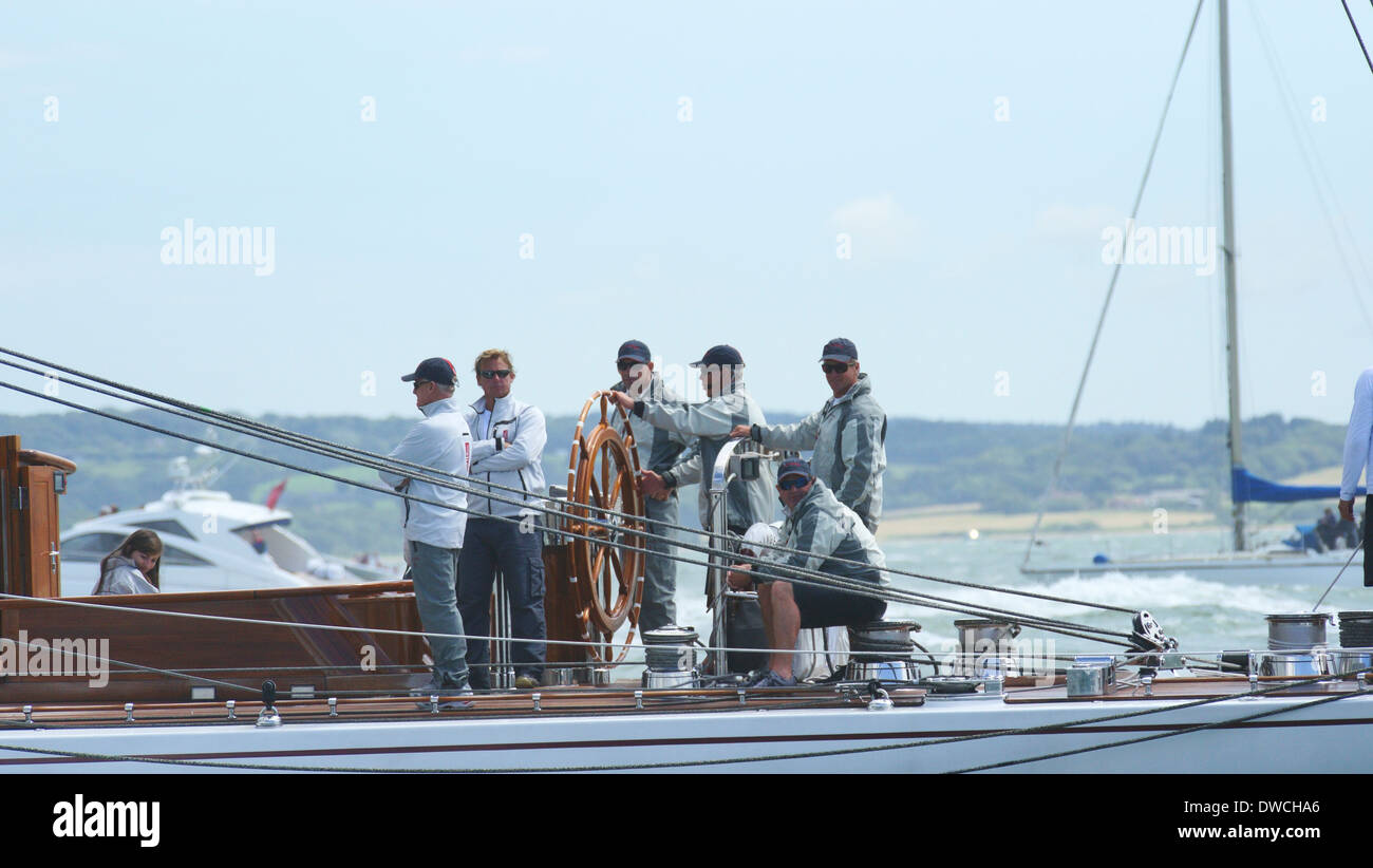 J-Class yacht crew of Ranger 2012 in the Solent during the J-Class ...
