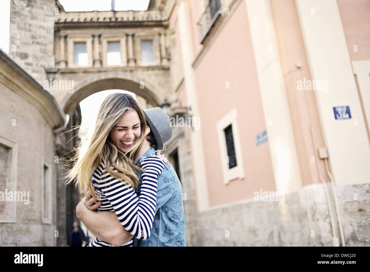 Romantic young couple hugging, Valencia, Spain Stock Photo - Alamy