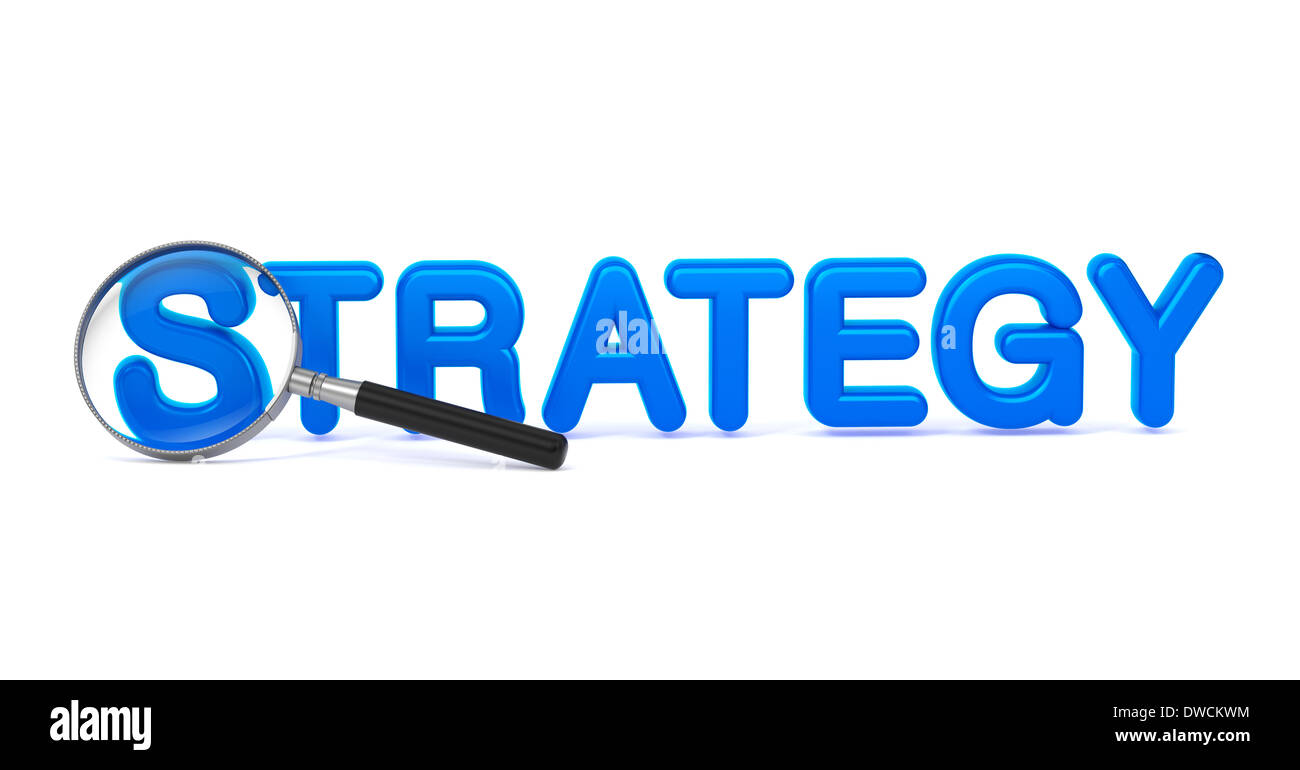 Strategy concept with Magnifying Glass Stock Photo - Alamy
