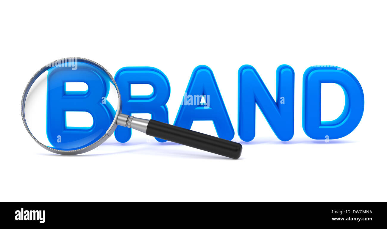 Brand Concept with Magnifying Glass Stock Photo - Alamy