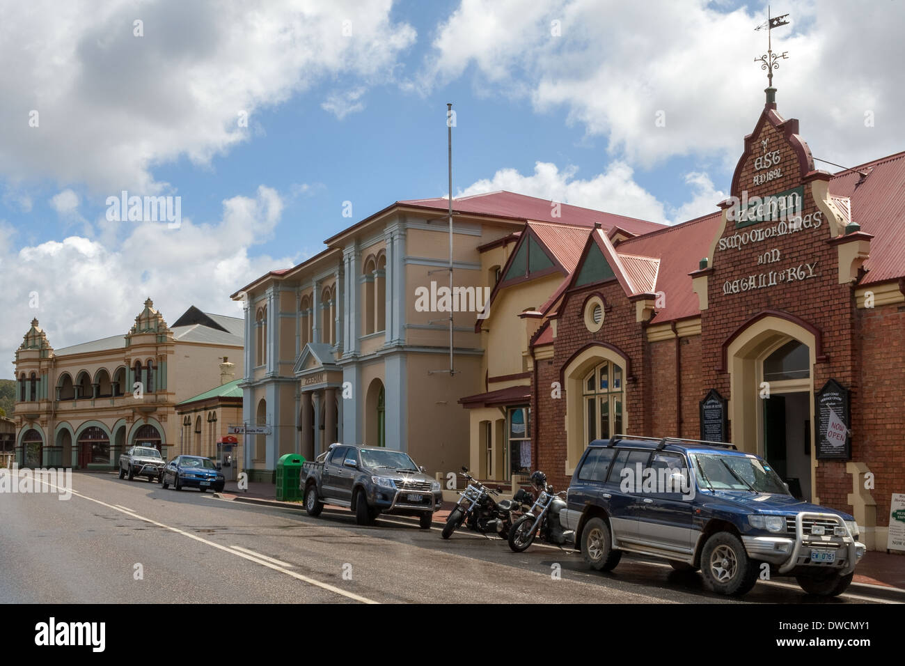 High street Zeehan, showing historic buildings including museum and ...