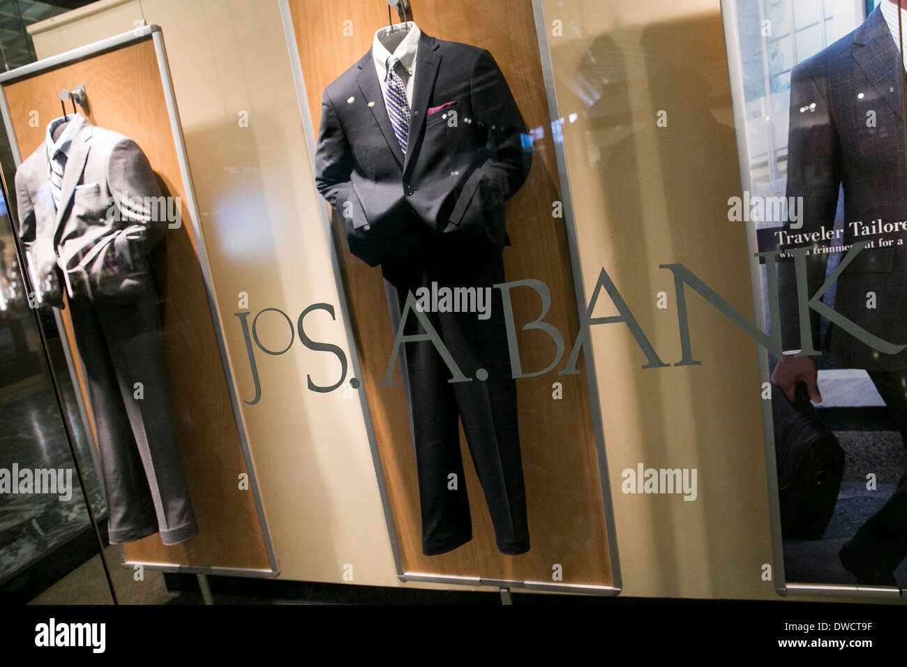 Window displays at a JoS. A. Bank clothing retail store in Washington ...