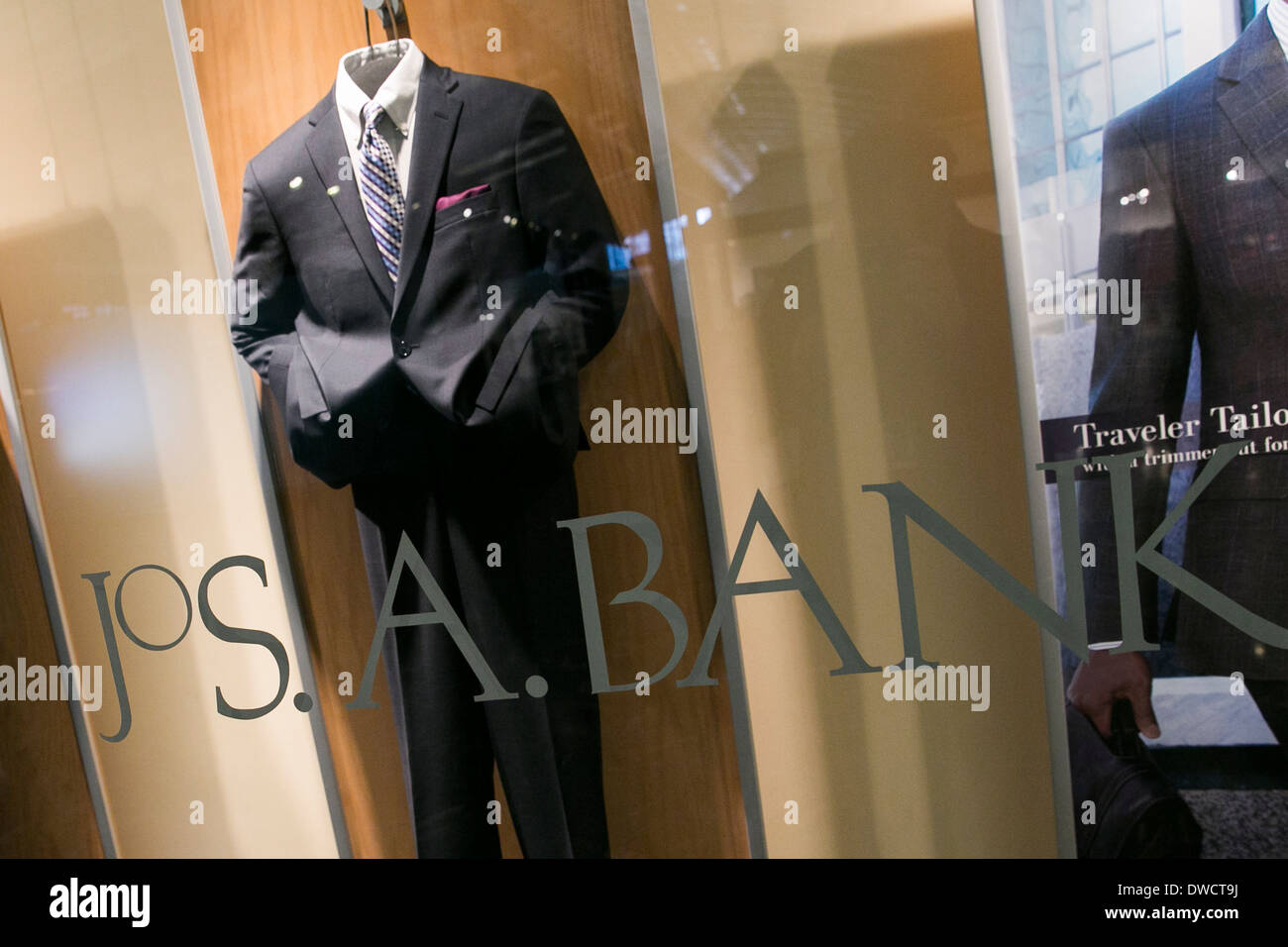 Window displays at a JoS. A. Bank clothing retail store in Washington ...