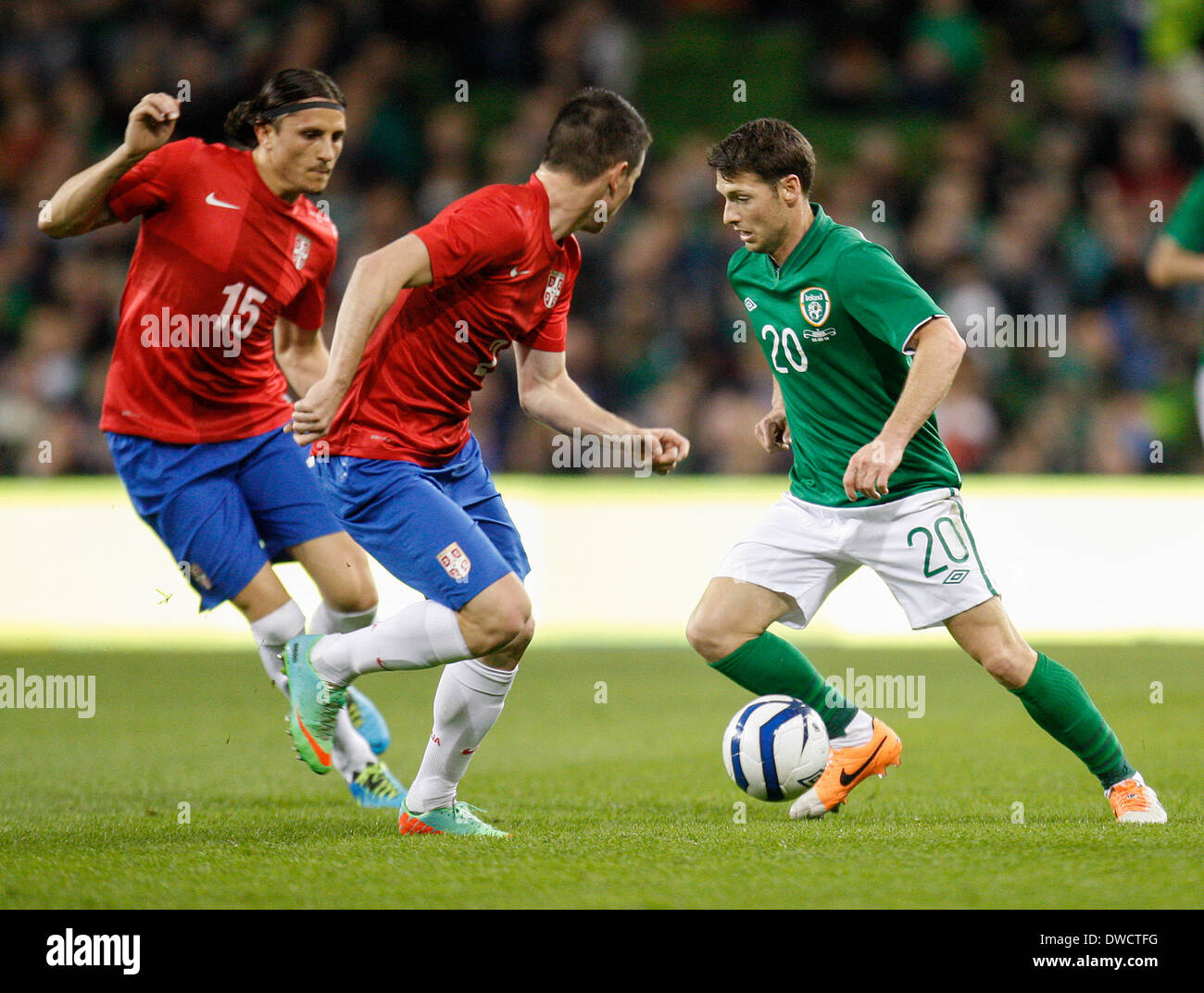 Dublin, Ireland. 05th Mar, 2014. Wes Hoolahan (Ireland) makes a move ...