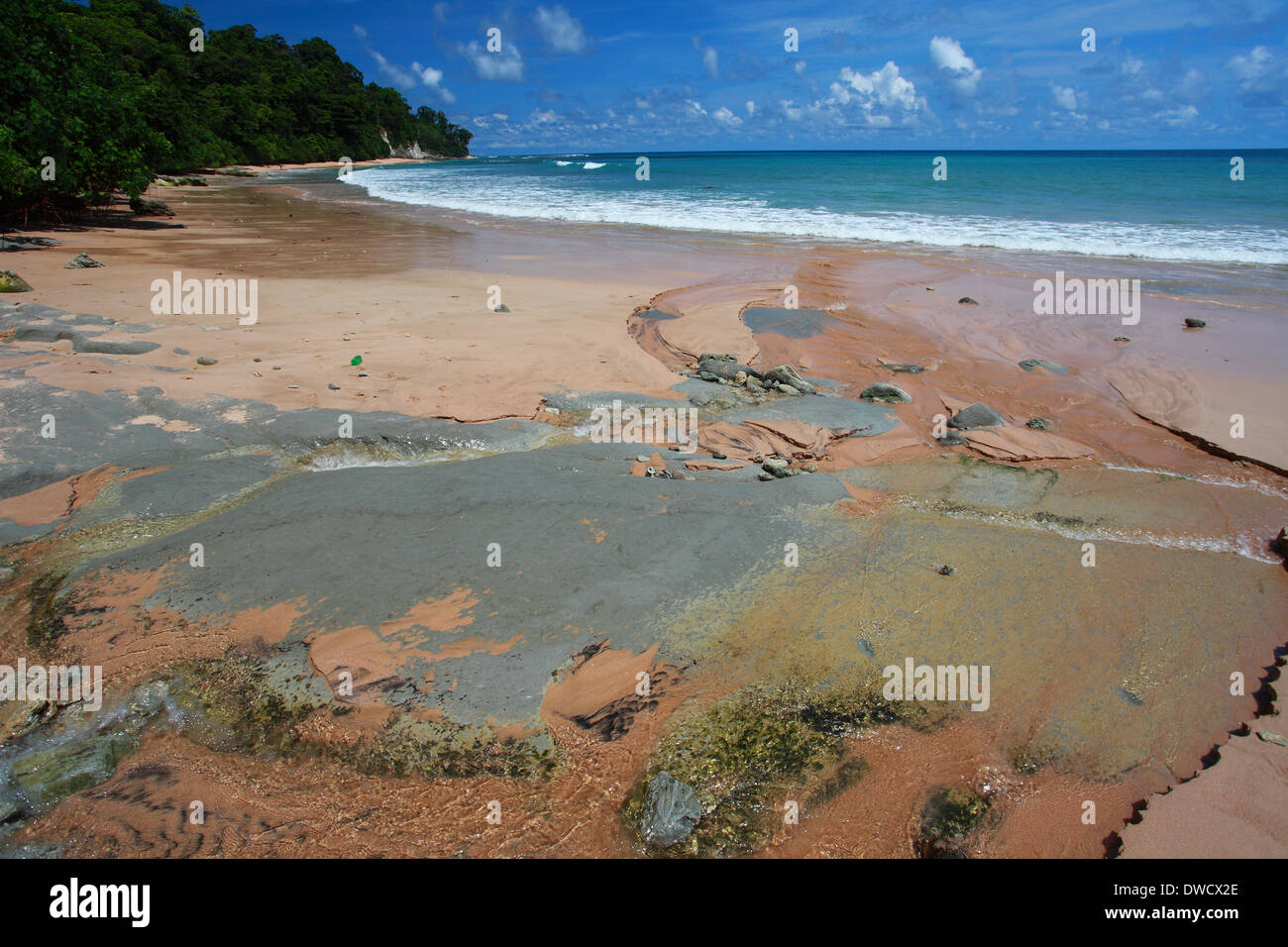Neil Island beach and blue sky with white clouds, Andaman islands ...