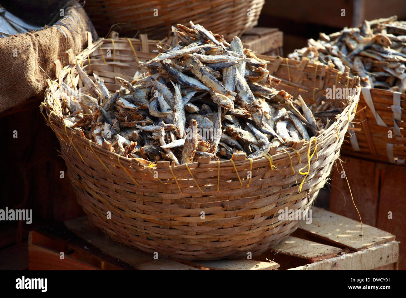 Dried fish, seafood product at market from India Stock Photo - Alamy