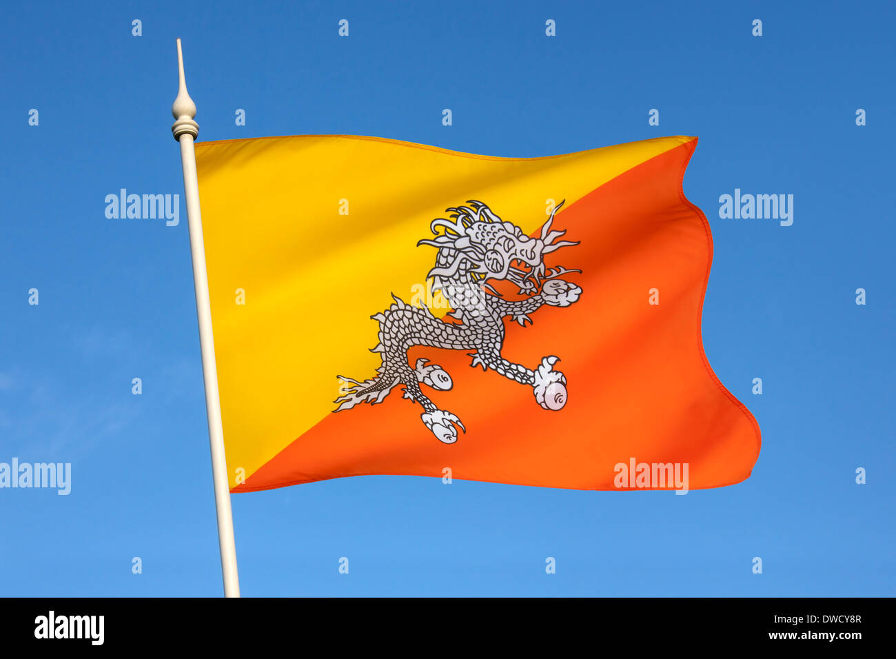The national flag of The Kingdom of Bhutan Stock Photo - Alamy