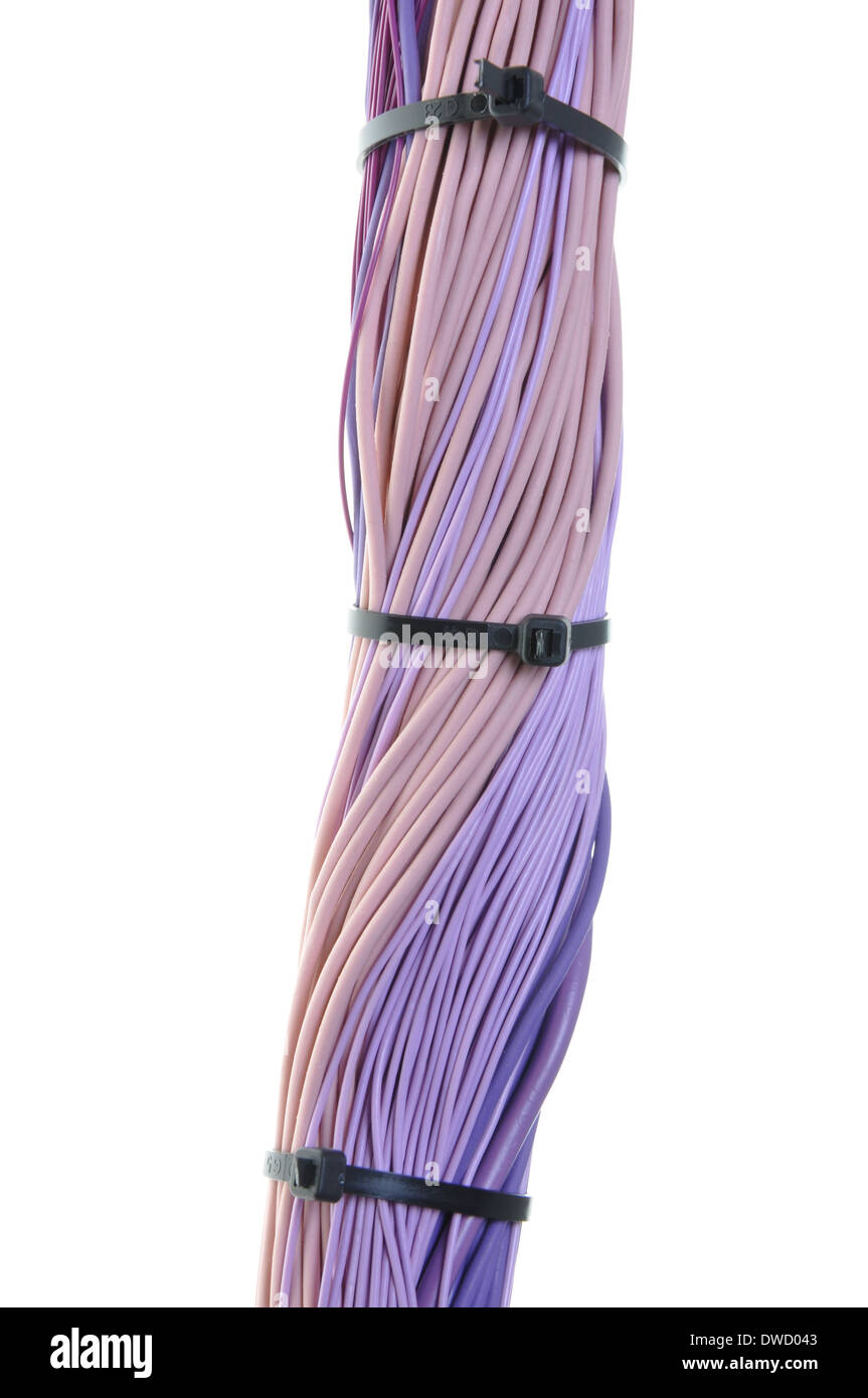 Bundles of cables with cable ties Stock Photo - Alamy