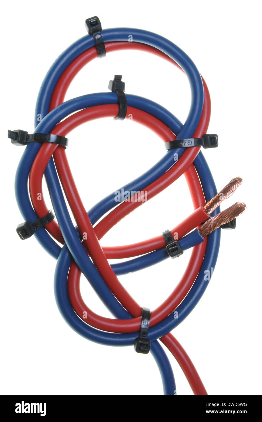 Blue and red cord used on electrical installations Stock Photo - Alamy