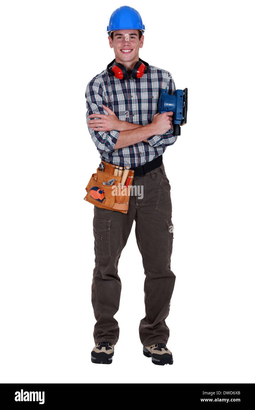 young craftsman posing Stock Photo - Alamy