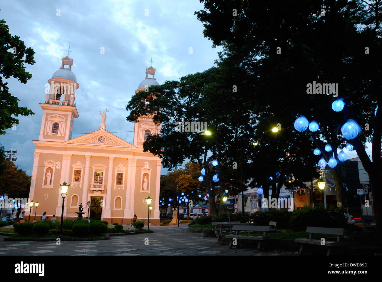 A scene in a small town, main square with church, Brazil, peaceful ...