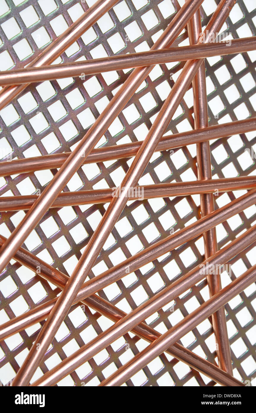 Copper wire on metal grid Stock Photo - Alamy