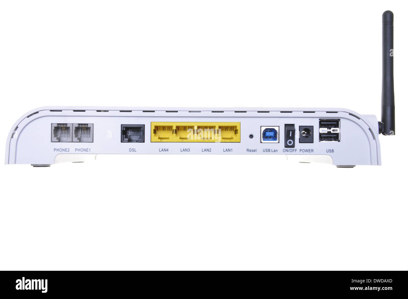 Wireless network, the router isolated on white background Stock Photo ...