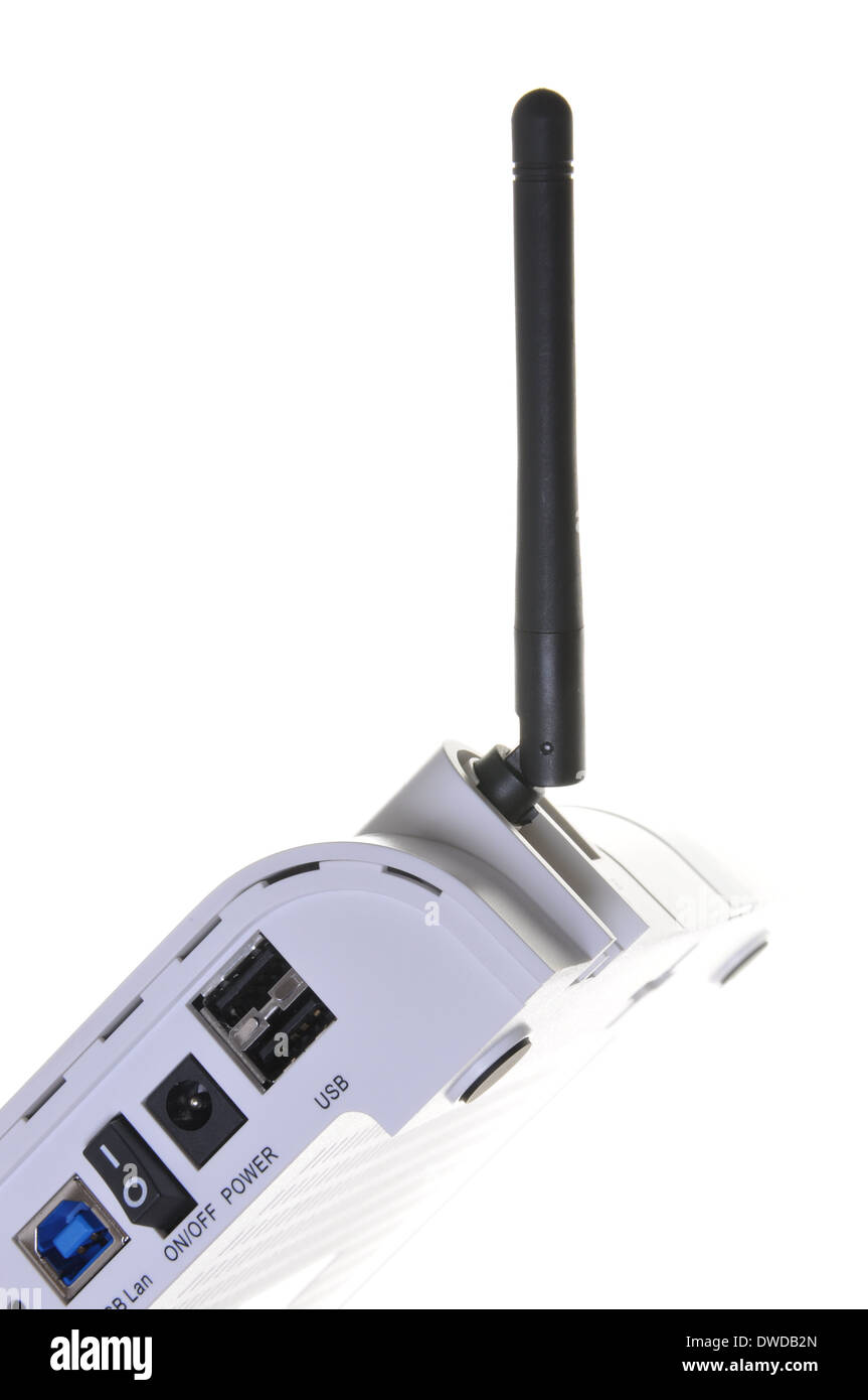 Wireless network, the router isolated on white background Stock Photo ...