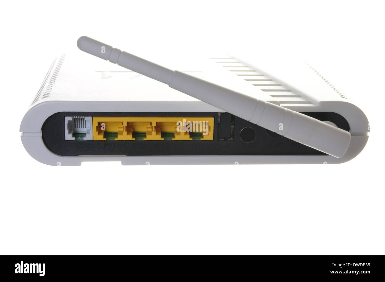 Wireless network, the router isolated on white background Stock Photo ...