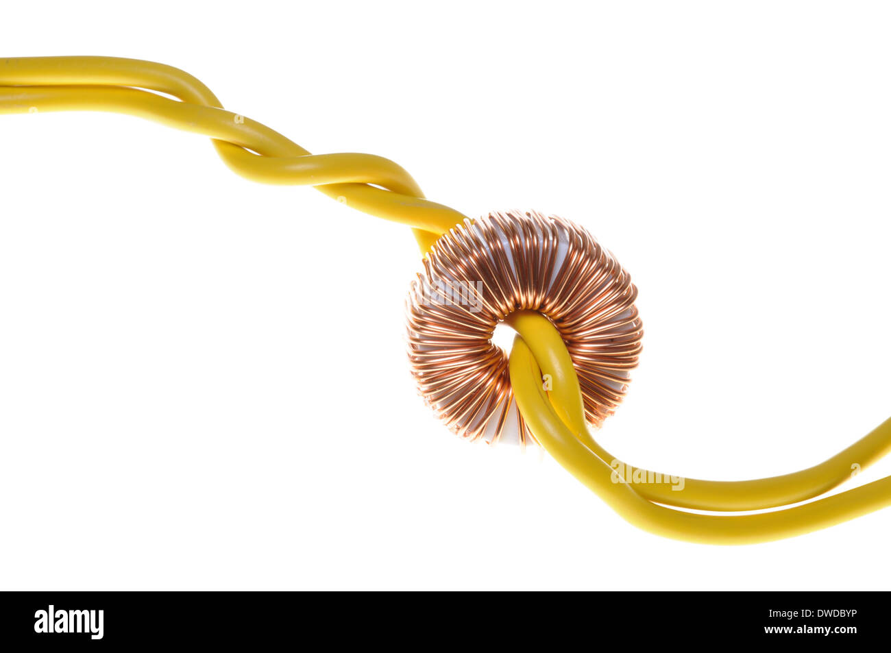 Power consumption in the industry, yellow cable line and coil Stock ...