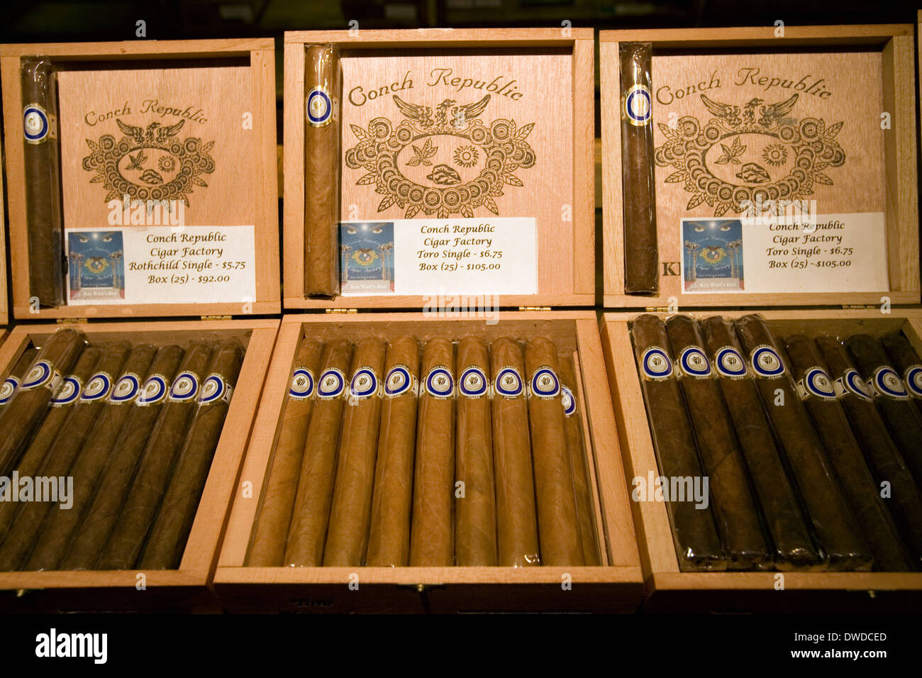 Boxes of cigars at Conch Republic Cigar factory in Old Town Key West ...