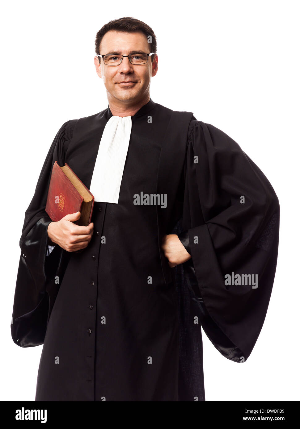 one caucasian lawyer man in studio isolated on white background Stock ...