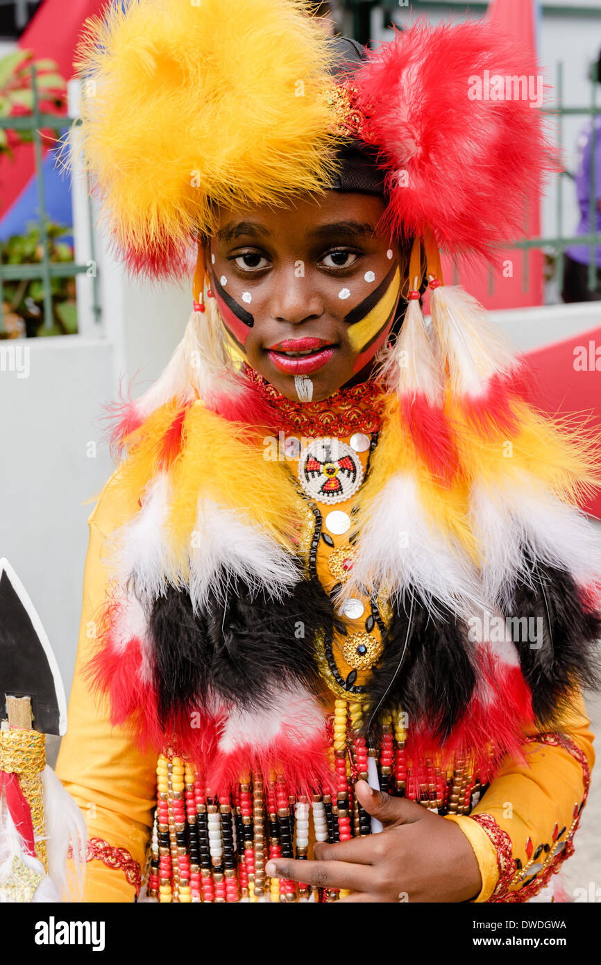 Port of Spain, Trinidad, 4th of March 2014. Masquerader in Native ...