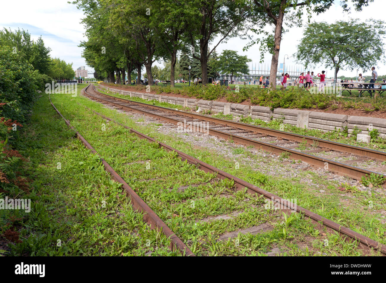 Railroad tracks, Old Montreal, province of Quebec, Canada Stock Photo ...