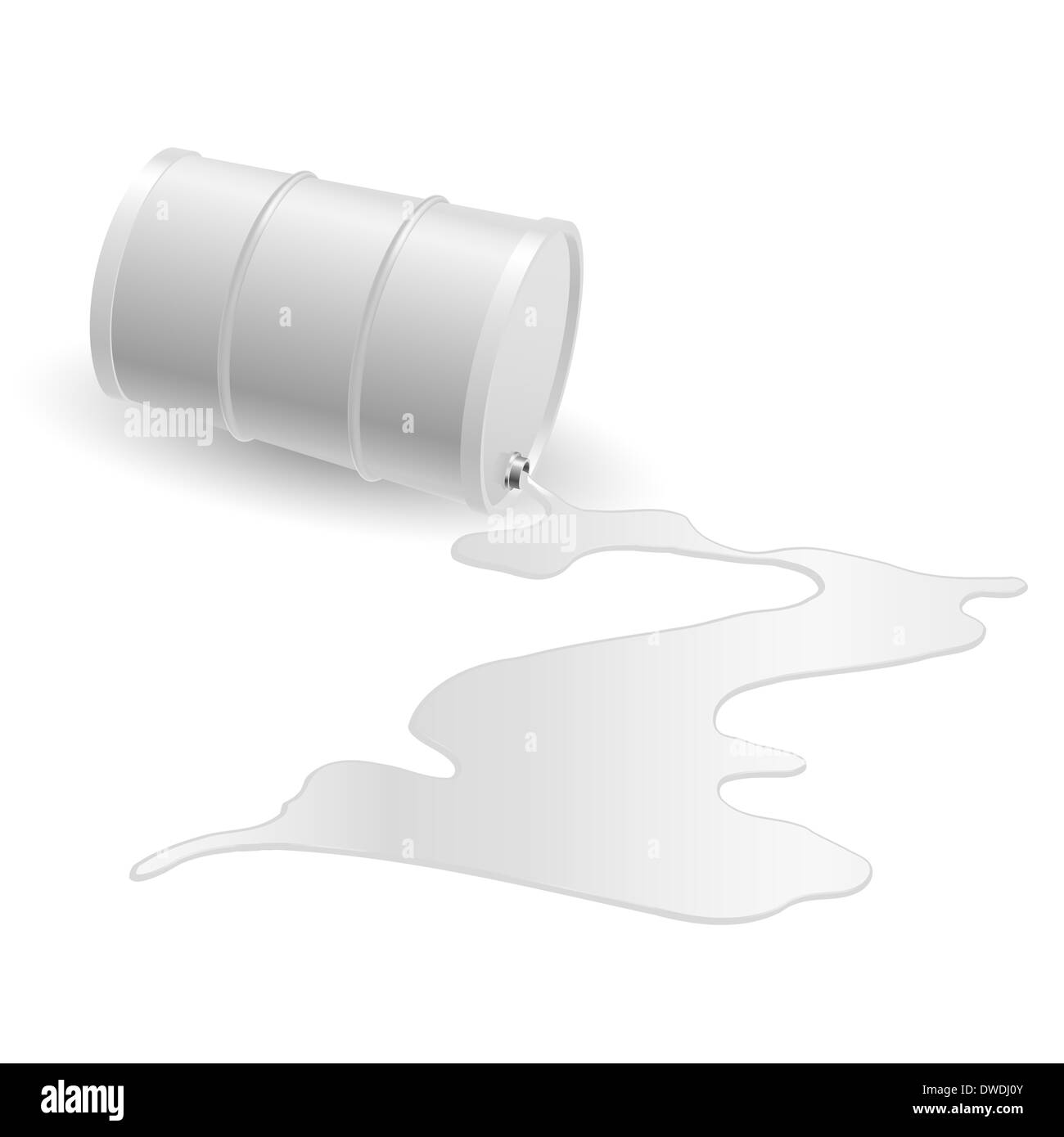 Barrel with spilled white liquid. Illustration on white Stock Photo - Alamy