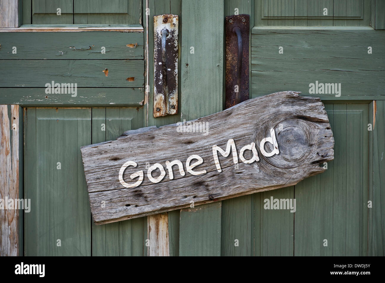 Old gone mad sign Stock Photo - Alamy