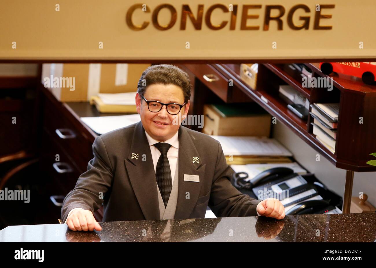 Hamburg, Germany. 05th Mar, 2014. Concierge Dirk Bossmann poses in the ...