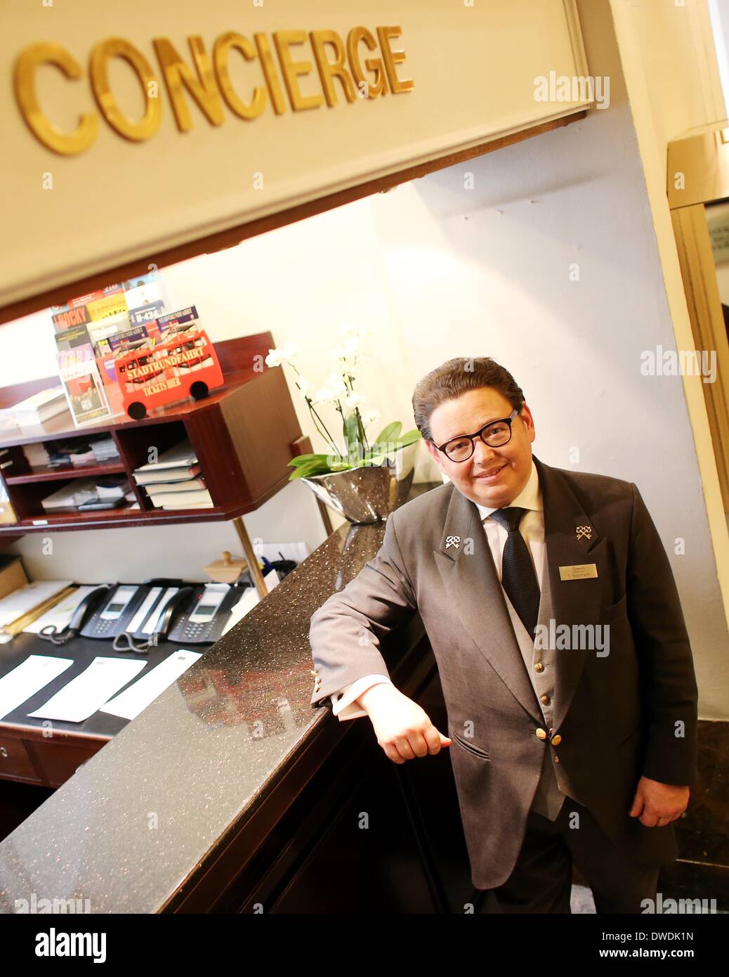 Hamburg, Germany. 05th Mar, 2014. Concierge Dirk Bossmann poses in the ...