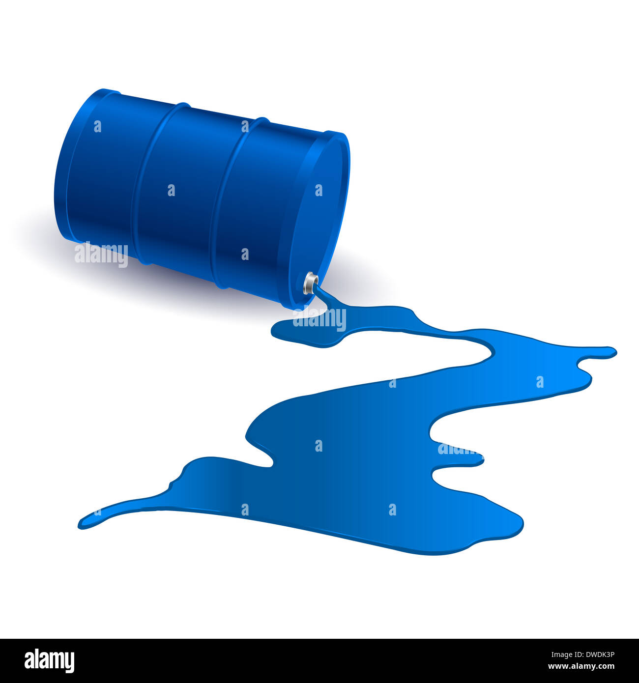 Barrel with spilled blue liquid. Illustration on white Stock Photo - Alamy