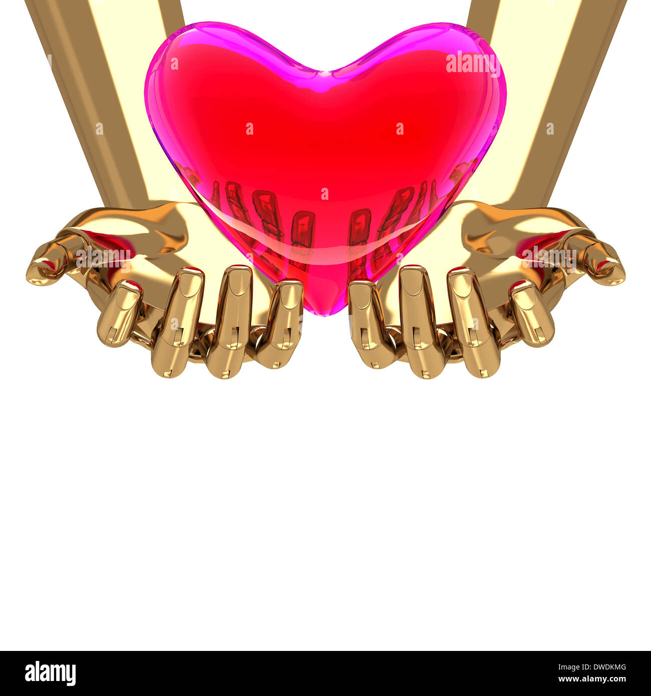 Transparent red heart in gold hands on isolated background Stock Photo ...