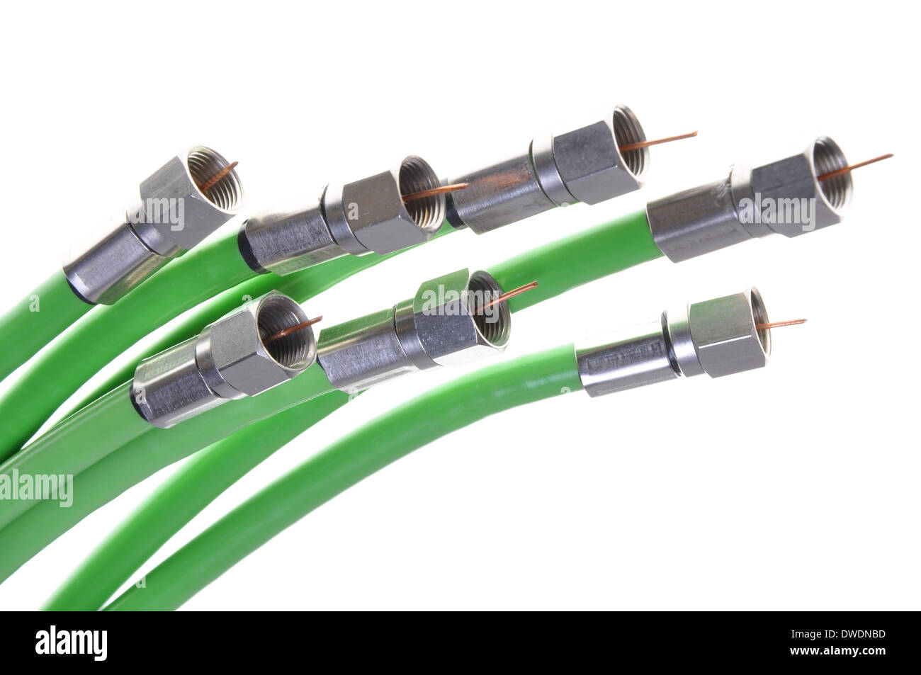 Green coaxial cable tv withe connectors Stock Photo - Alamy