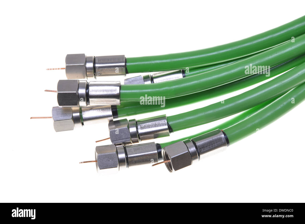 Green coaxial cable tv withe connectors Stock Photo - Alamy