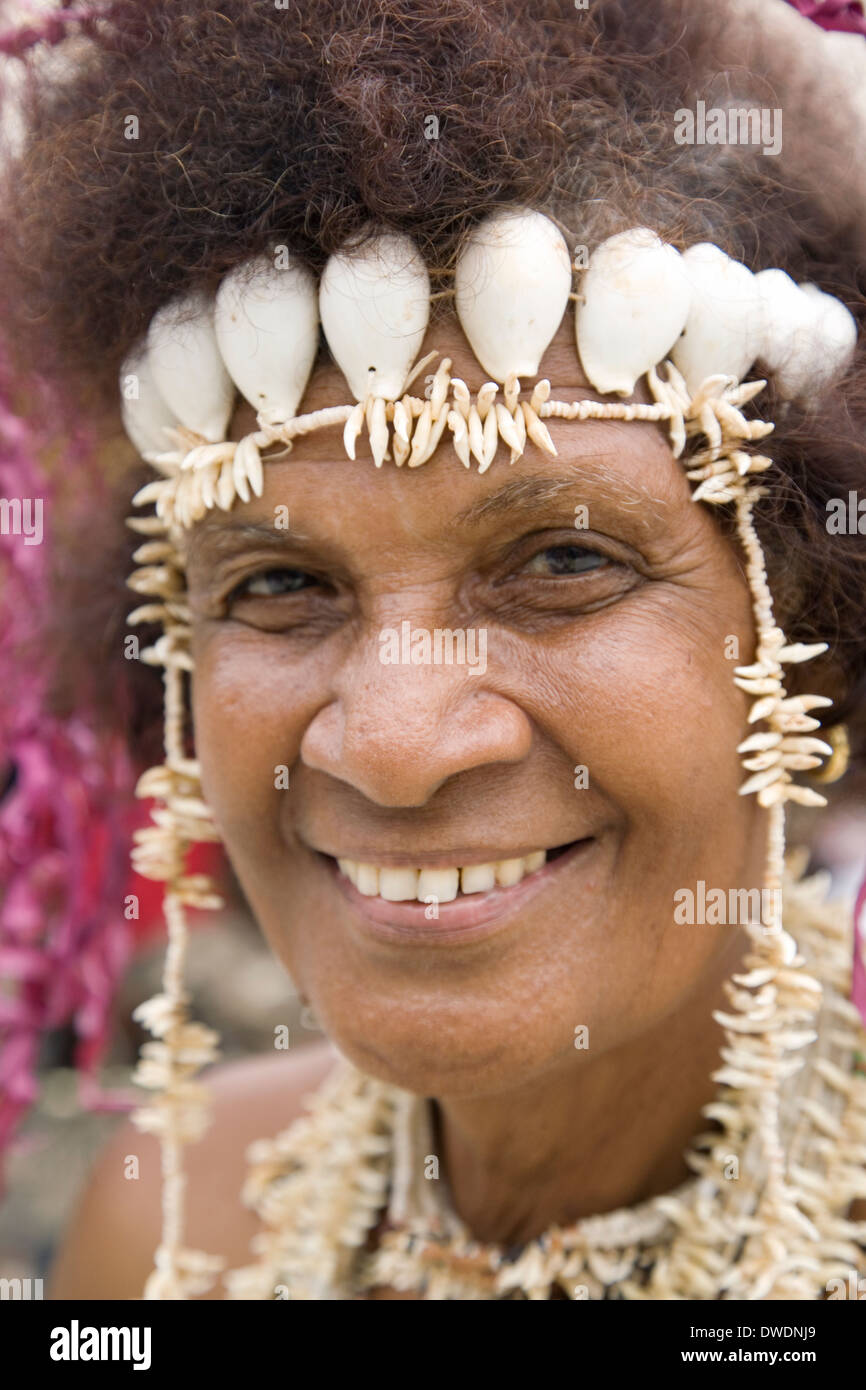 Woman in traditional costume, Santa Ana Island, Solomon Islands, South ...