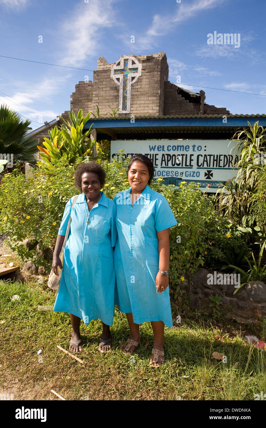 Catholic sisters pose at St. Peter the Apostle Cathedral, Gizo, Ghizo ...