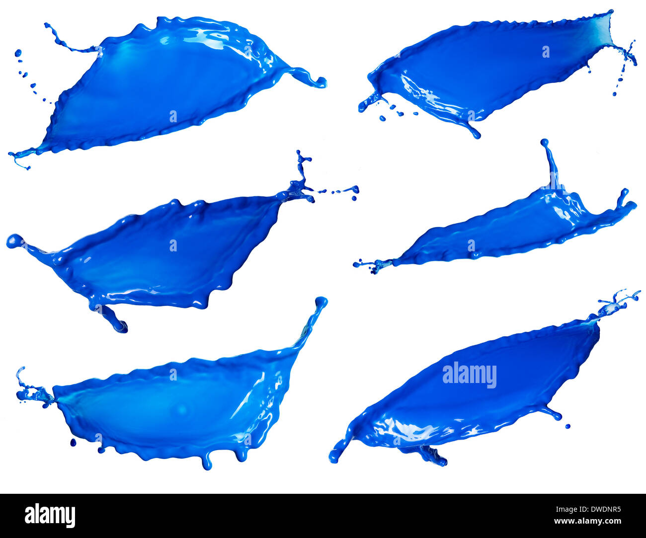 blue liquid splash collection isolated on white background Stock Photo ...
