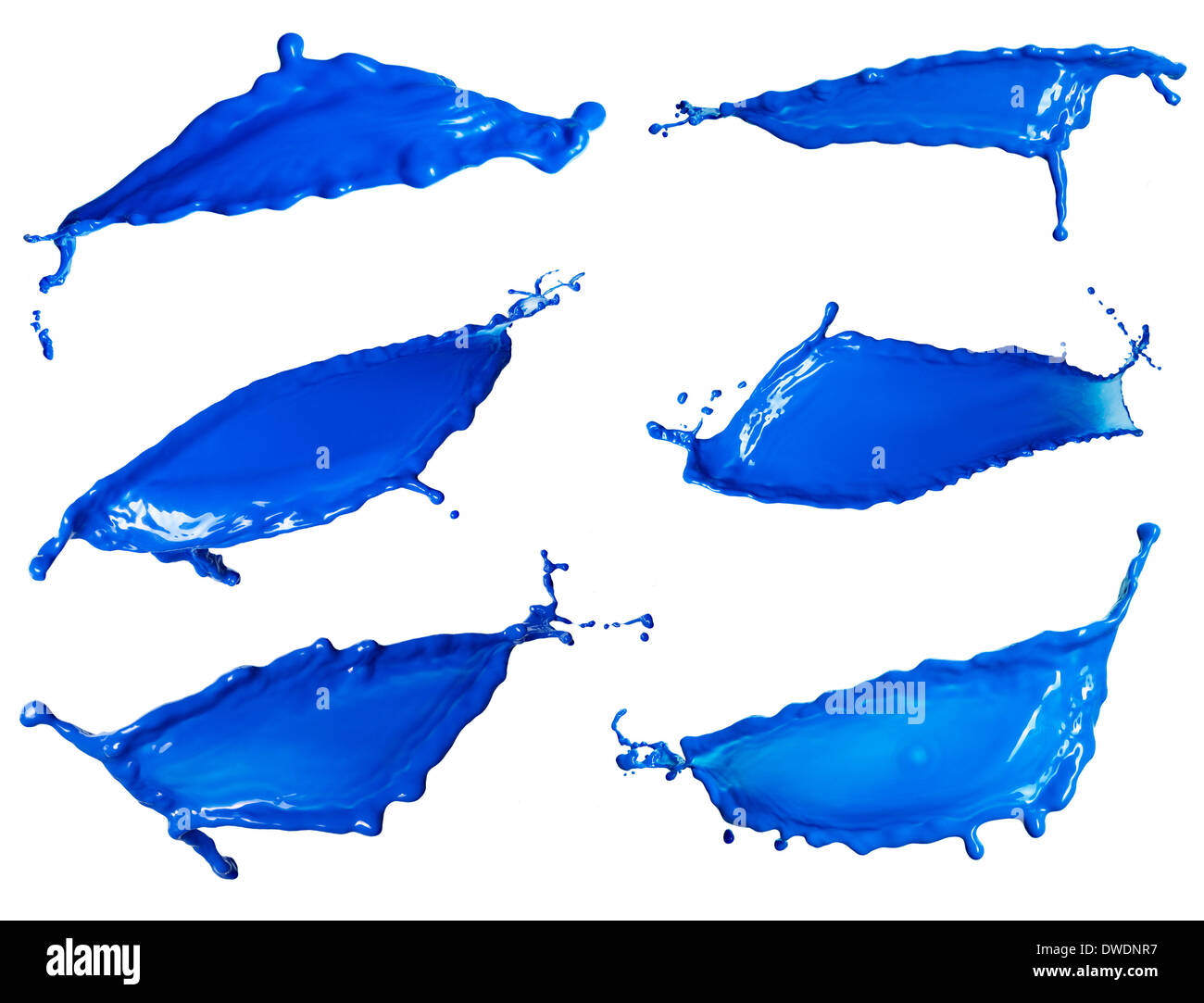 blue liquid splash collection isolated on white background Stock Photo ...