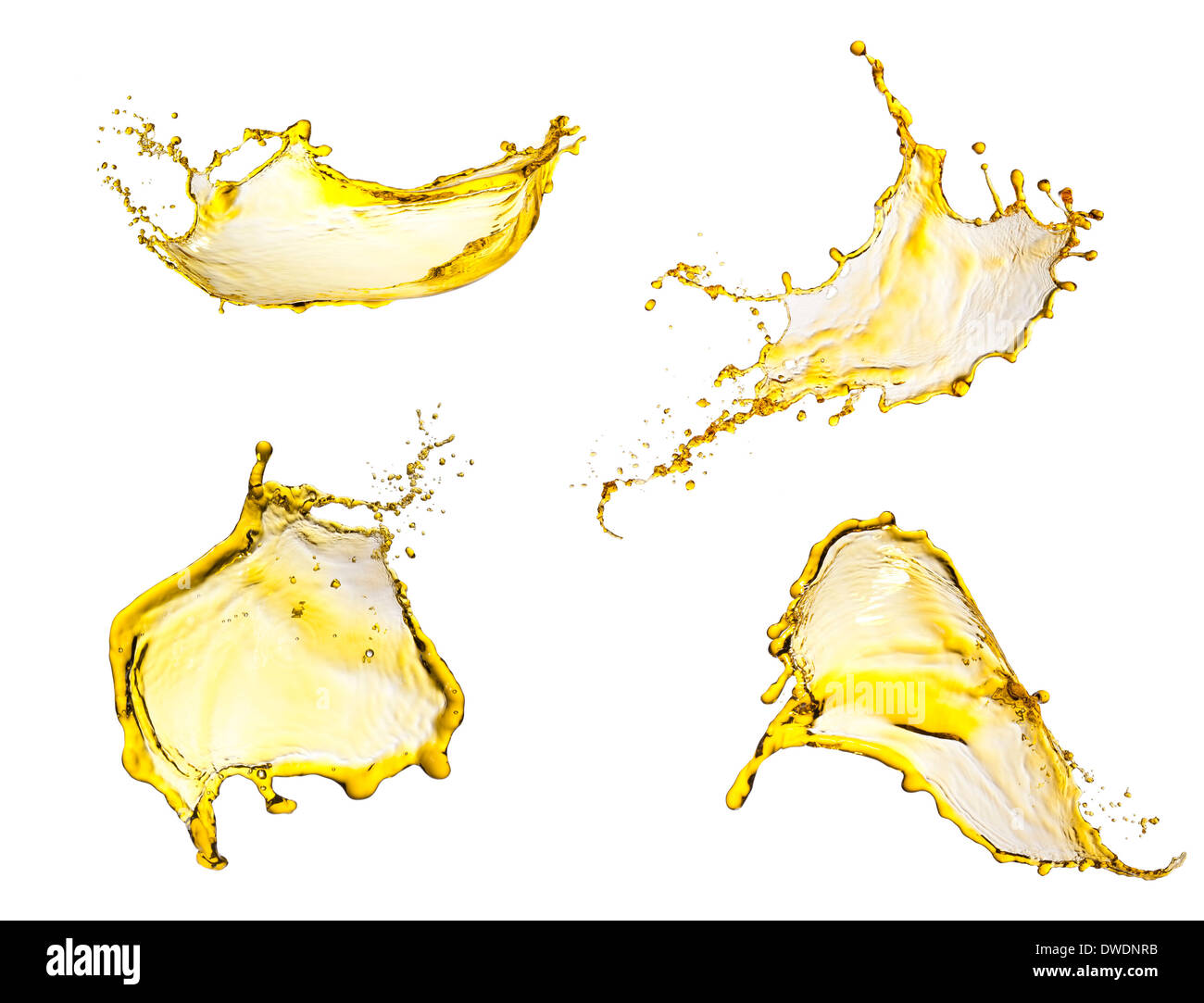 flying yellow splashes collection isolated on white background Stock ...