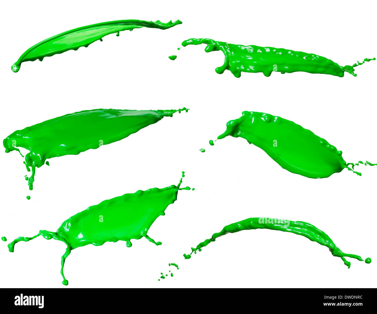green liquid splash collection isolated on white background Stock Photo ...
