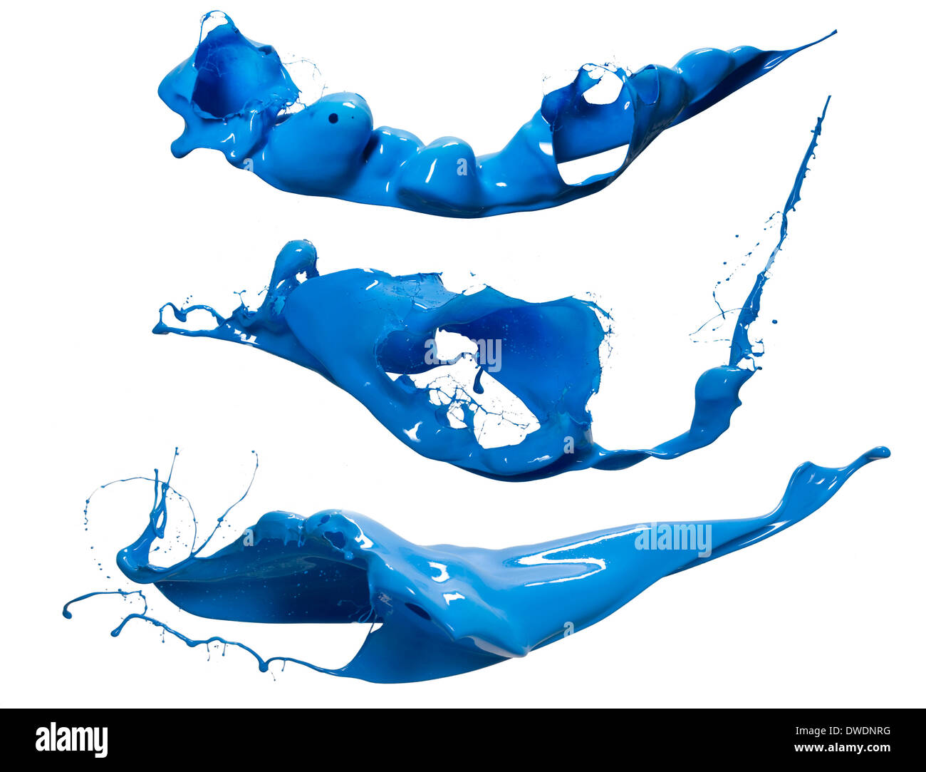 Blue splashes collection isolated on white background Stock Photo - Alamy