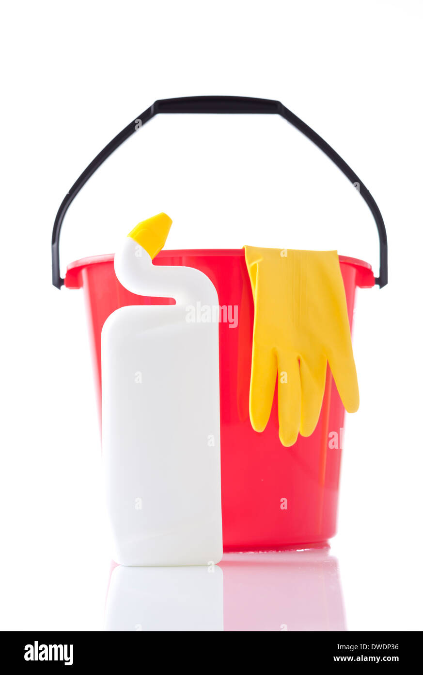 red bucket and wc detergent Stock Photo - Alamy