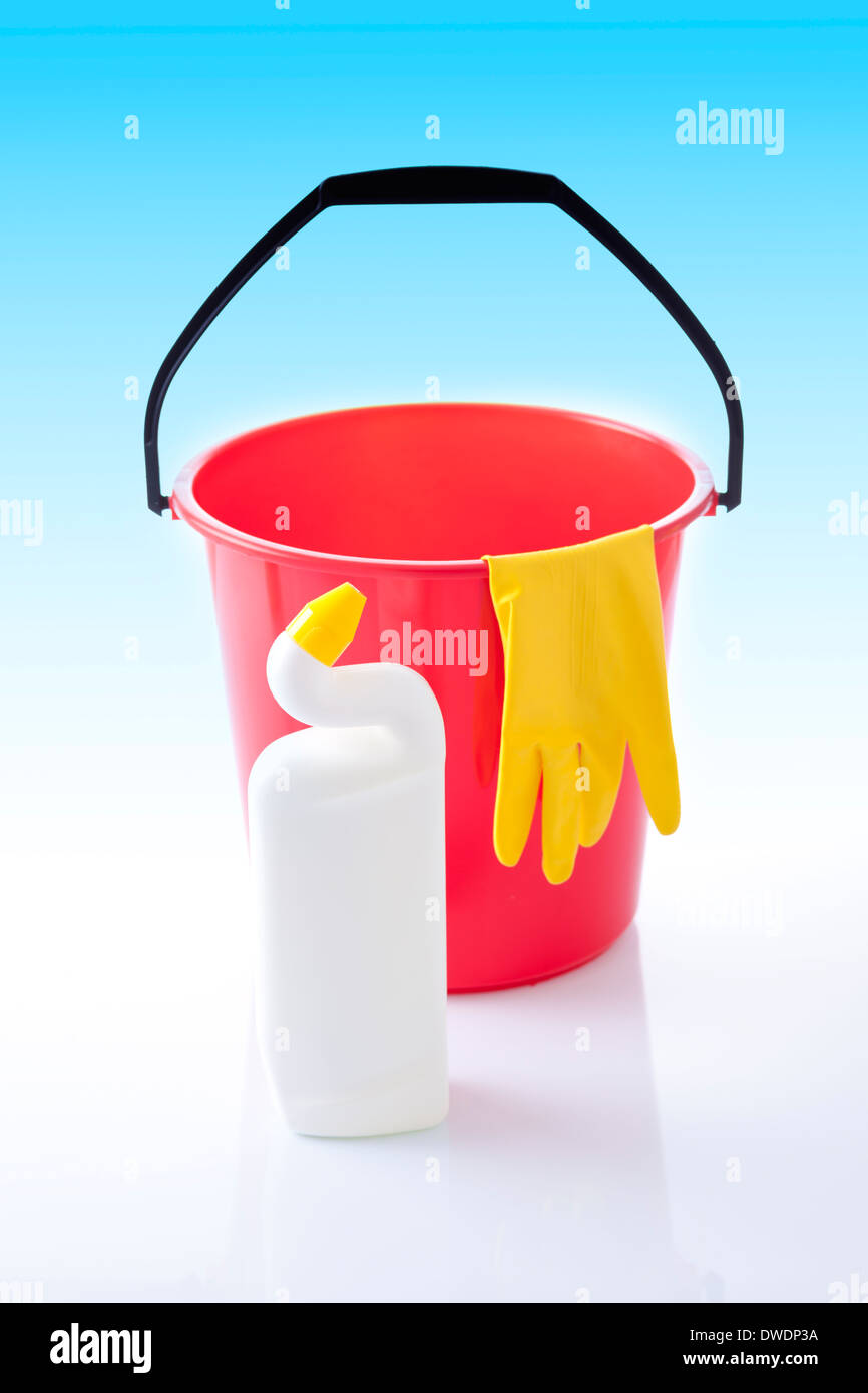 red bucket and wc detergent Stock Photo - Alamy