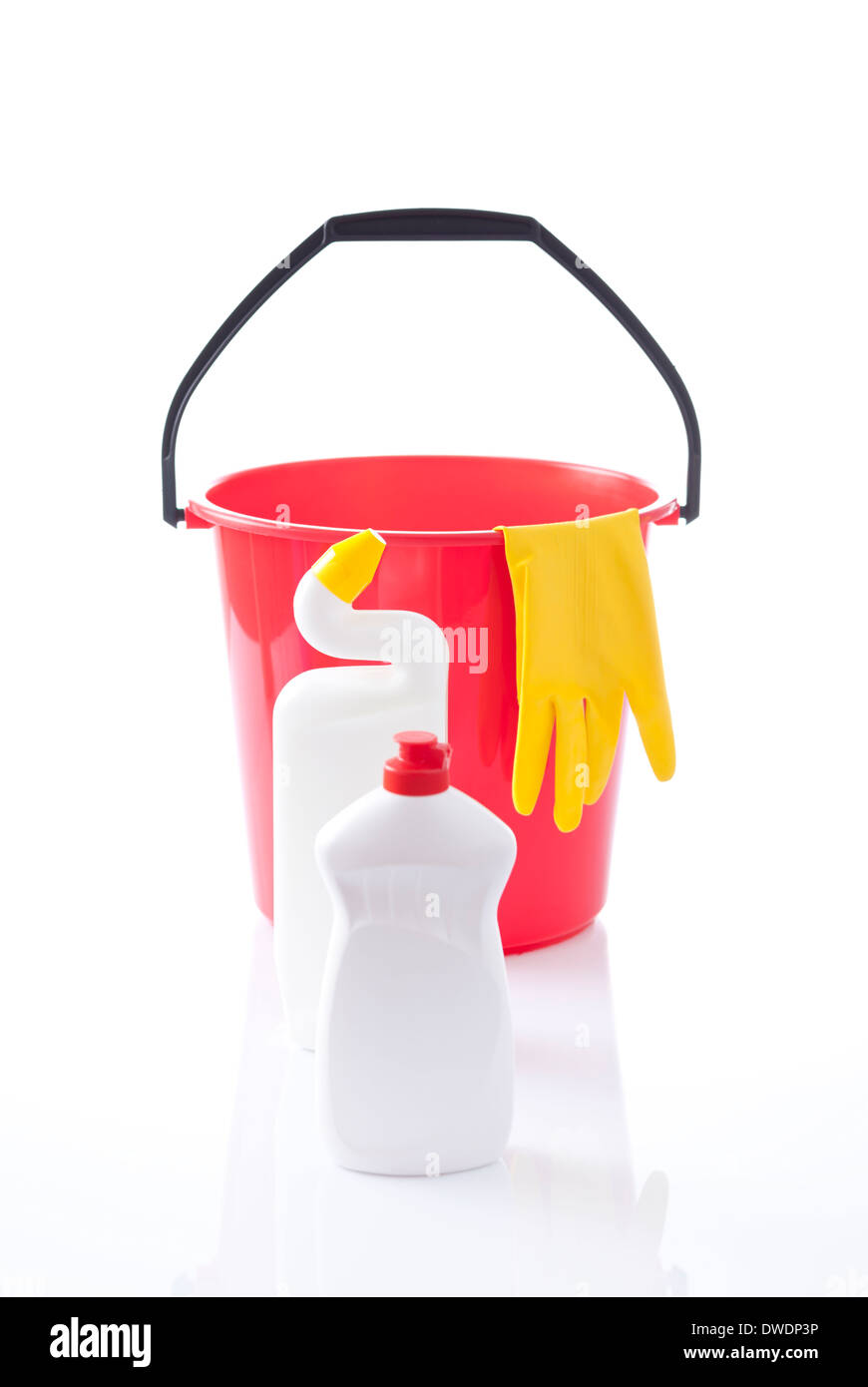 red bucket and wc detergent Stock Photo - Alamy