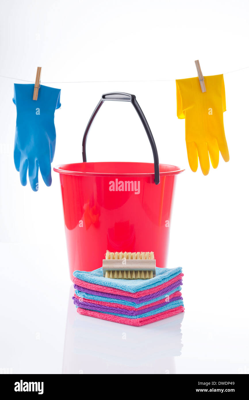 cleaning items for housekeeping Stock Photo - Alamy